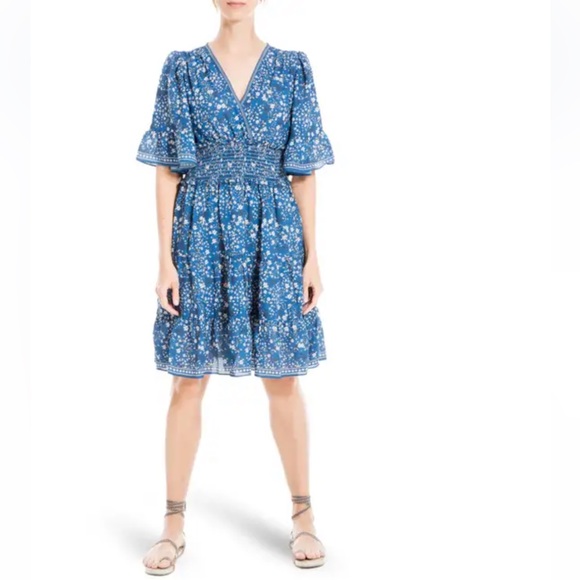 Max Studio | Dresses | Nwt Maxstudio Smocked Waist Flutter Sleeve Dress ...